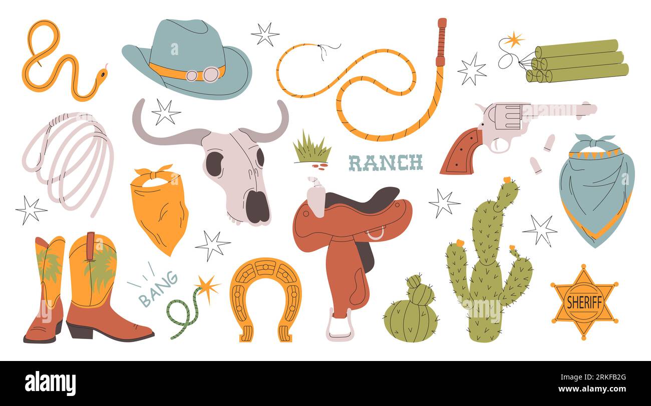 Cowboy elements wild western Cut Out Stock Images & Pictures - Alamy