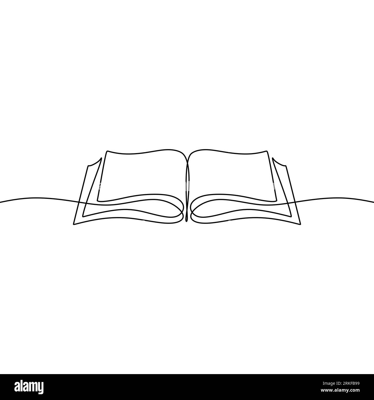 Opened book one line drawing banner. Continuous hand drawn minimalist ...