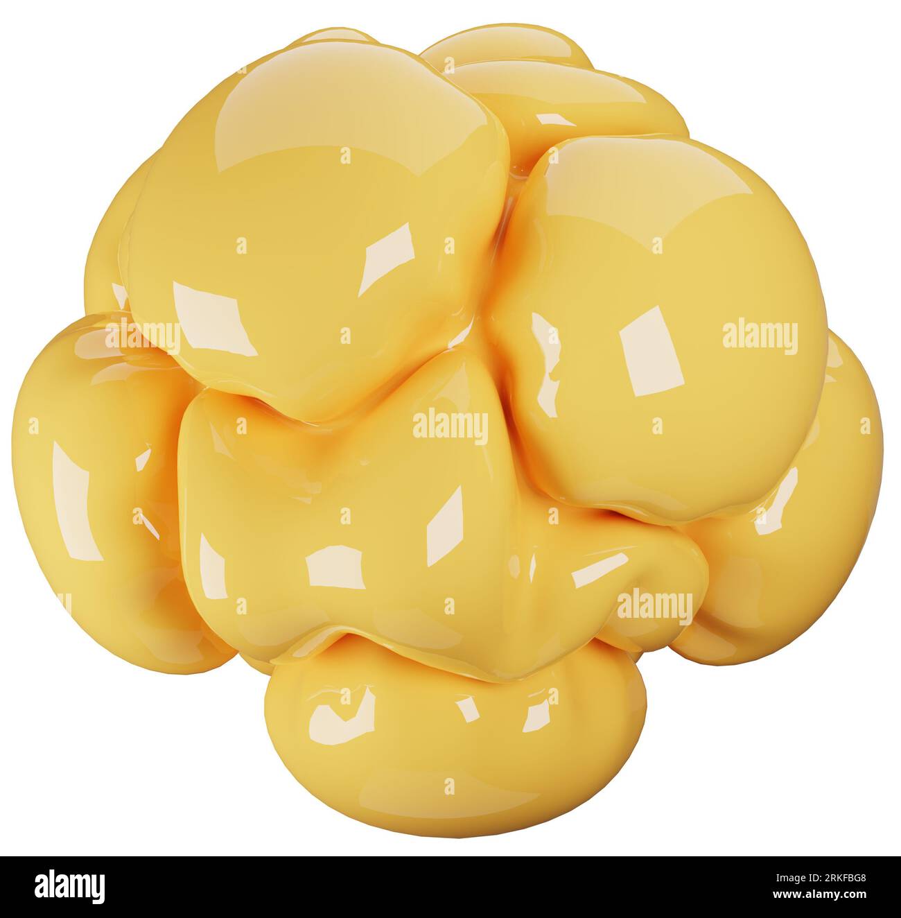 3D glass inflated abstract shape illustration. Puffy yellow object design Stock Photo - Alamy