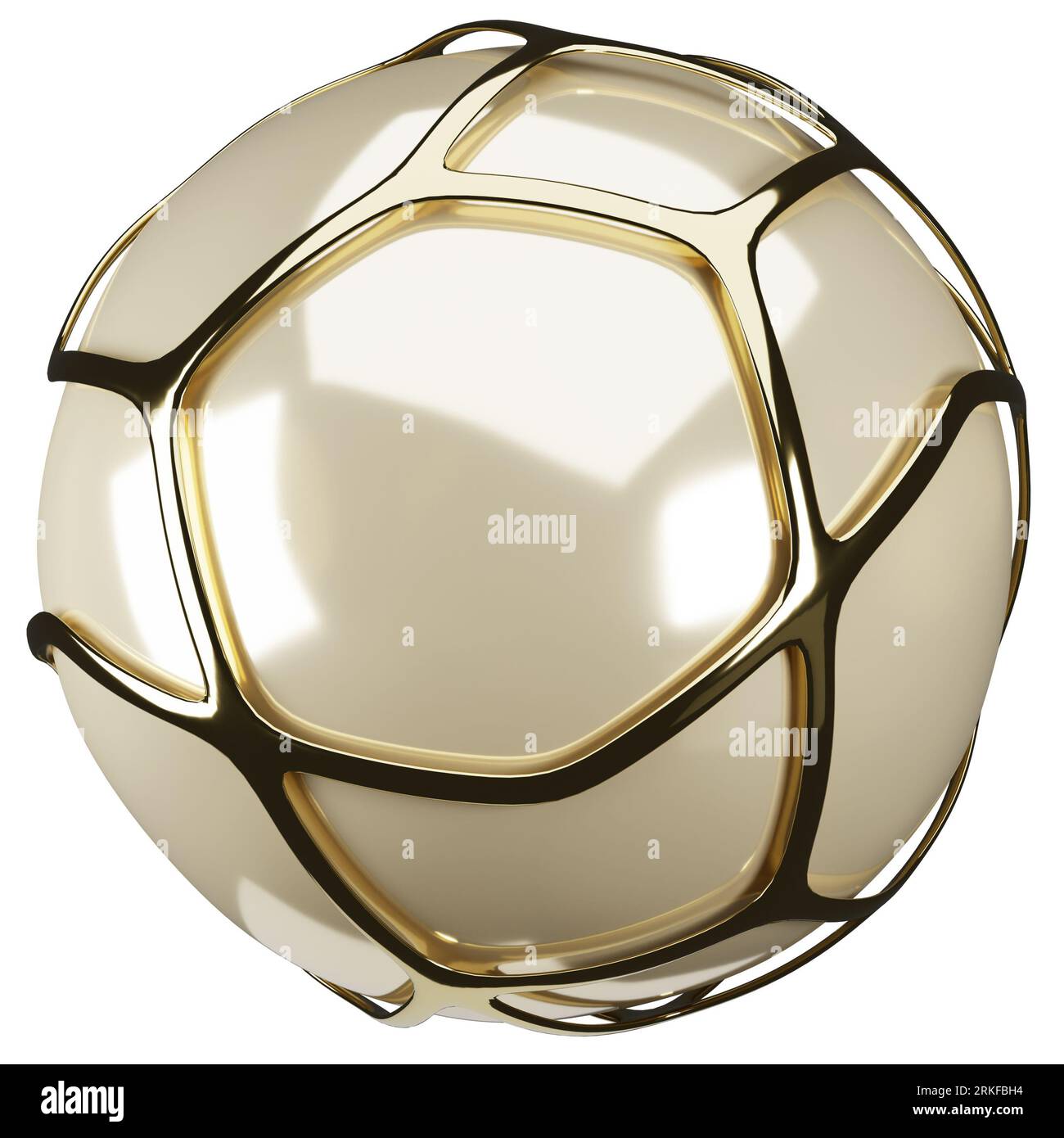 3D glass inflated ball, abstract shape illustration. Beige and golden ...