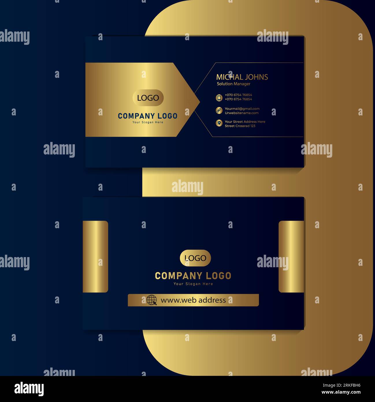 vector golden black premium wavy business card template Stock Vector ...