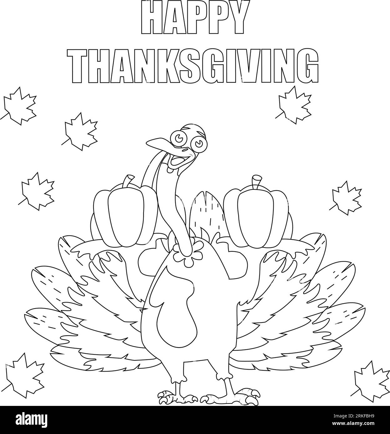 Coloring page. Black and white vector illustration. Happy Thanksgiving ...