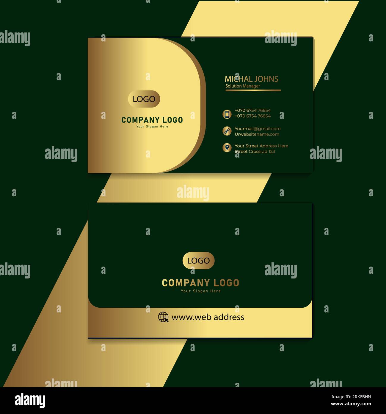 vector golden black premium wavy business card template Stock Vector ...