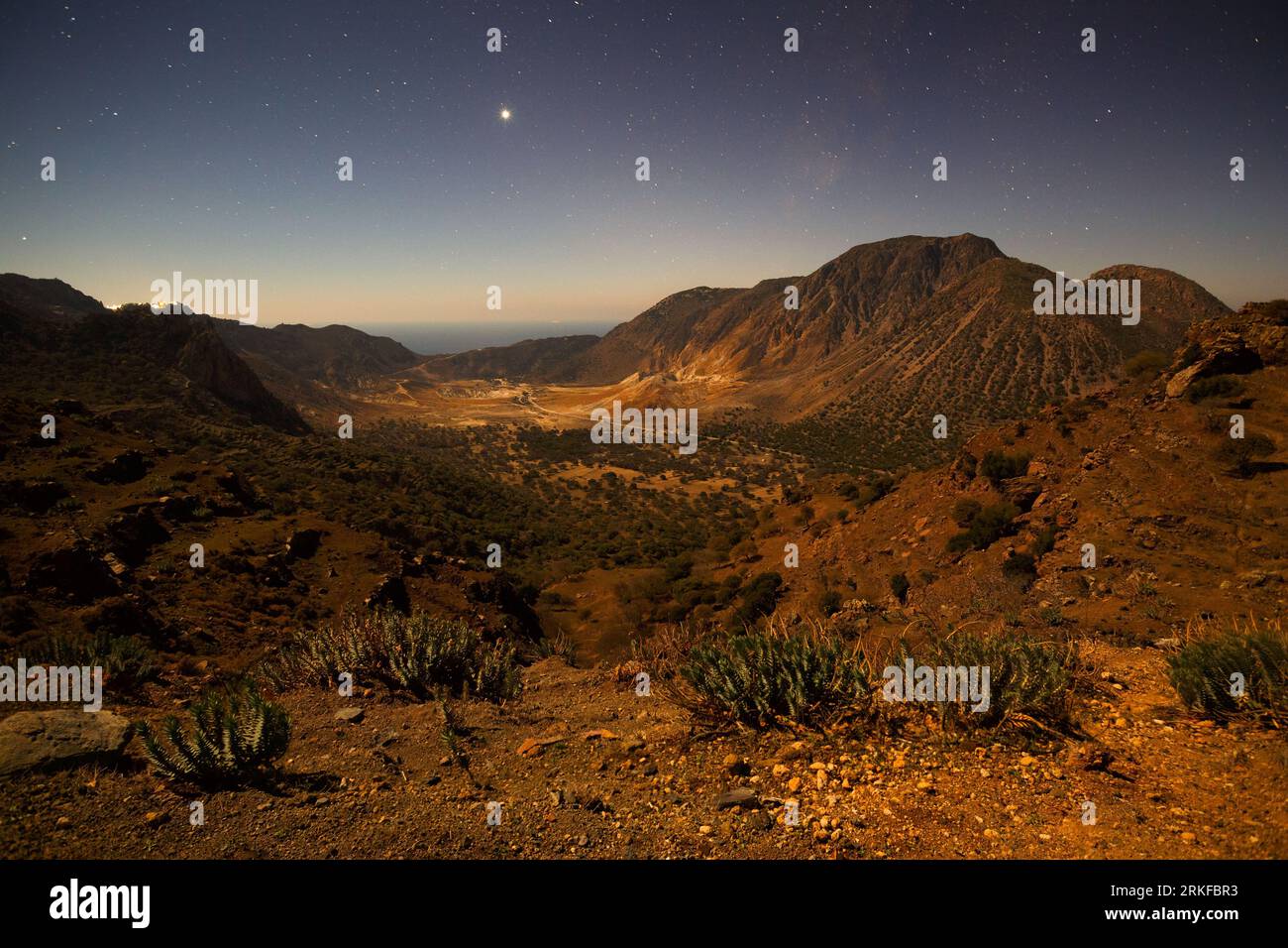 View of the volcano crater of Nisyros island, Greece Stock Photo - Alamy