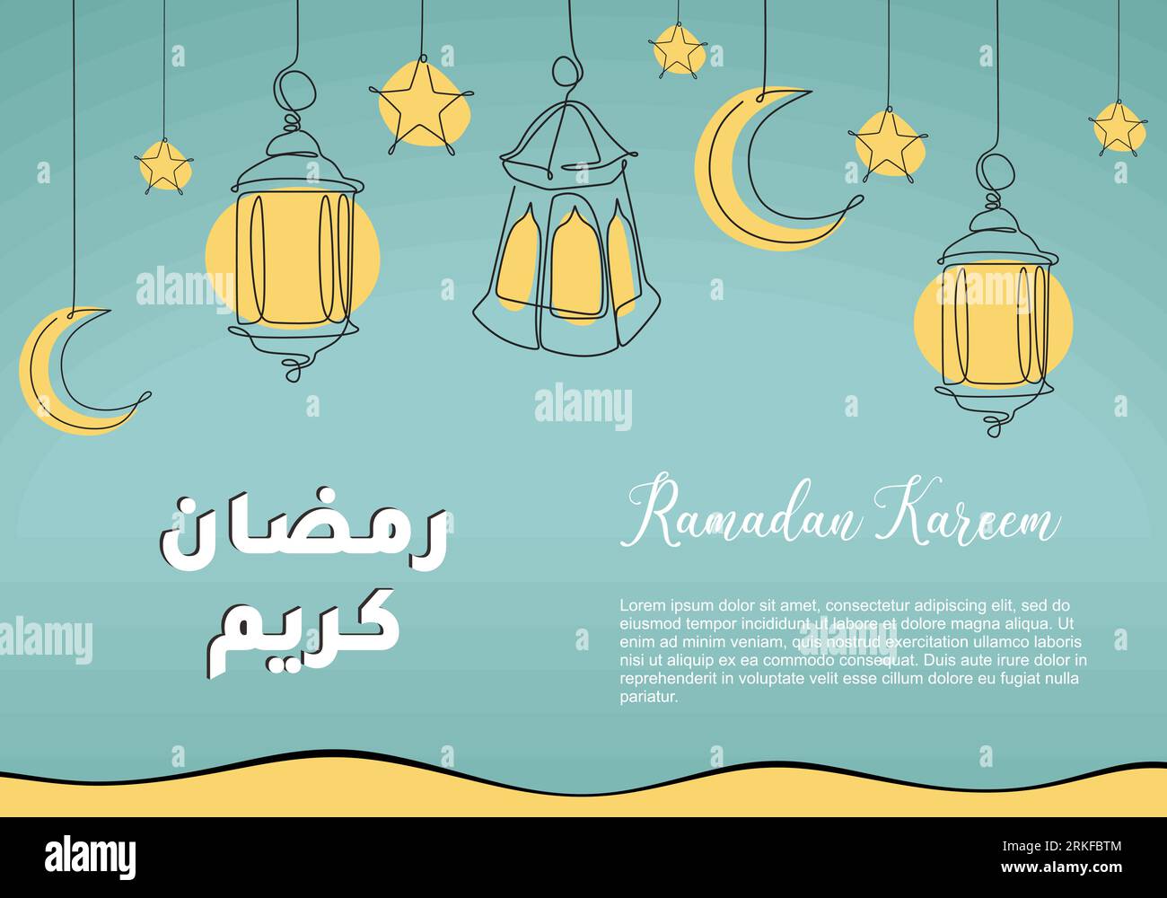 lantern ramadan continuous line drawing decorative for Greeting card ...