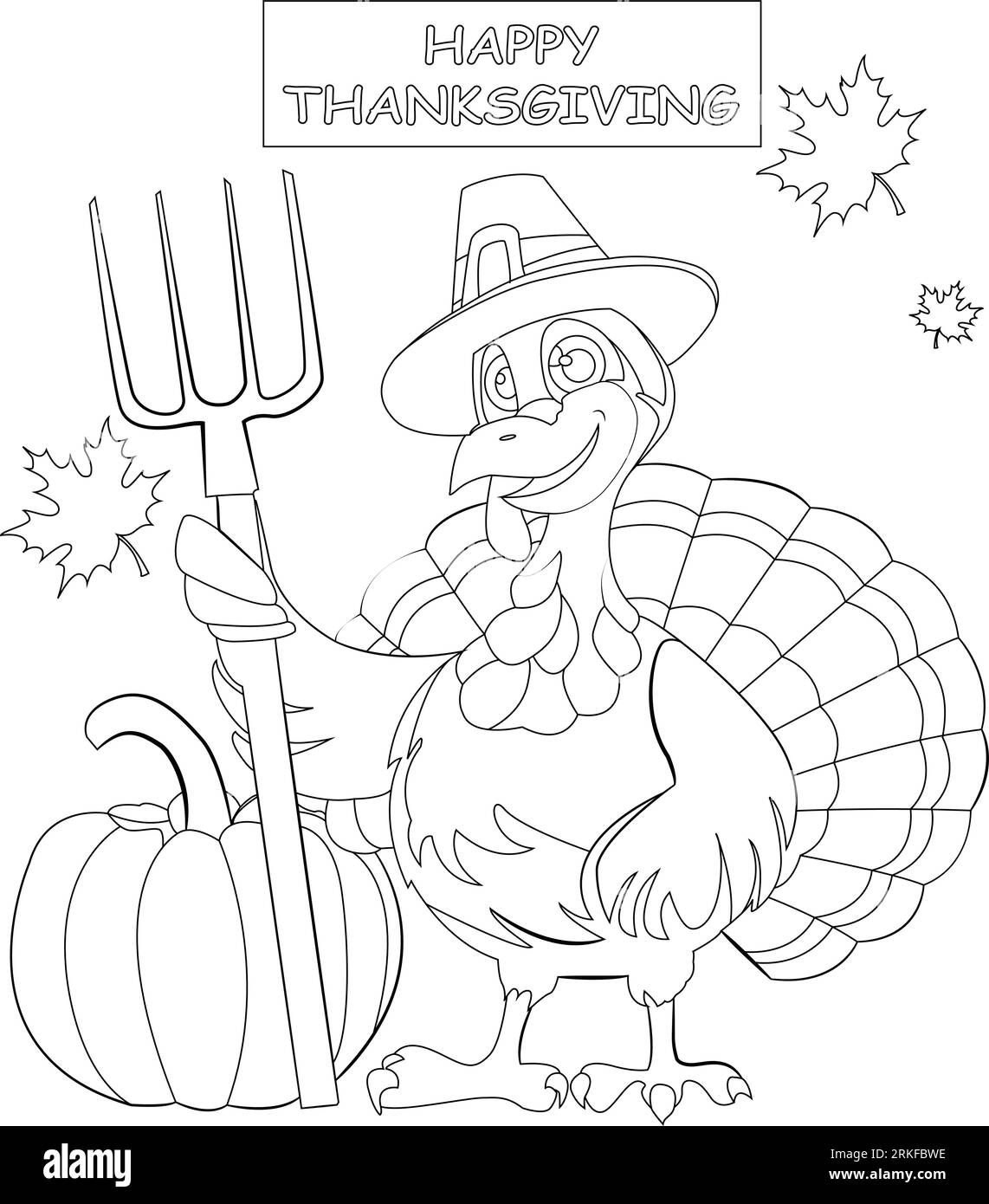 Coloring page. Black and white vector illustration. Happy Thanksgiving ...