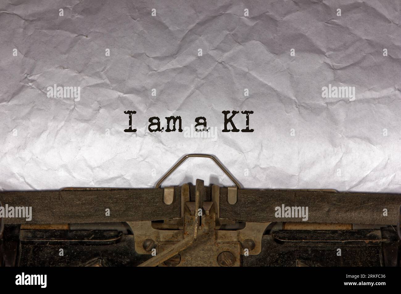 text message – I am a KI. Written with a vintage typewriter. Antique ...