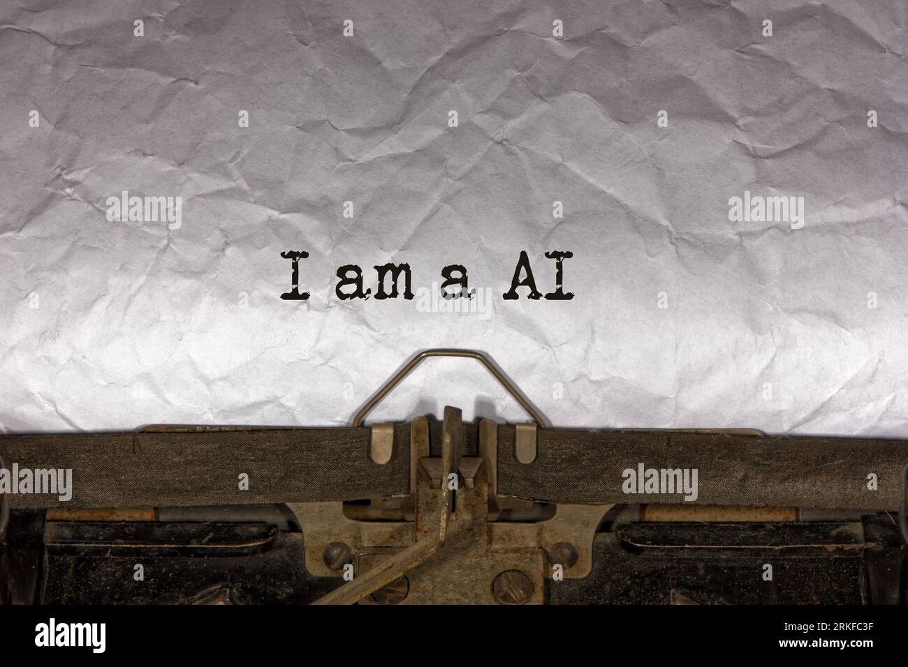 text message – I am a AI. Written with a vintage typewriter. Antique ...