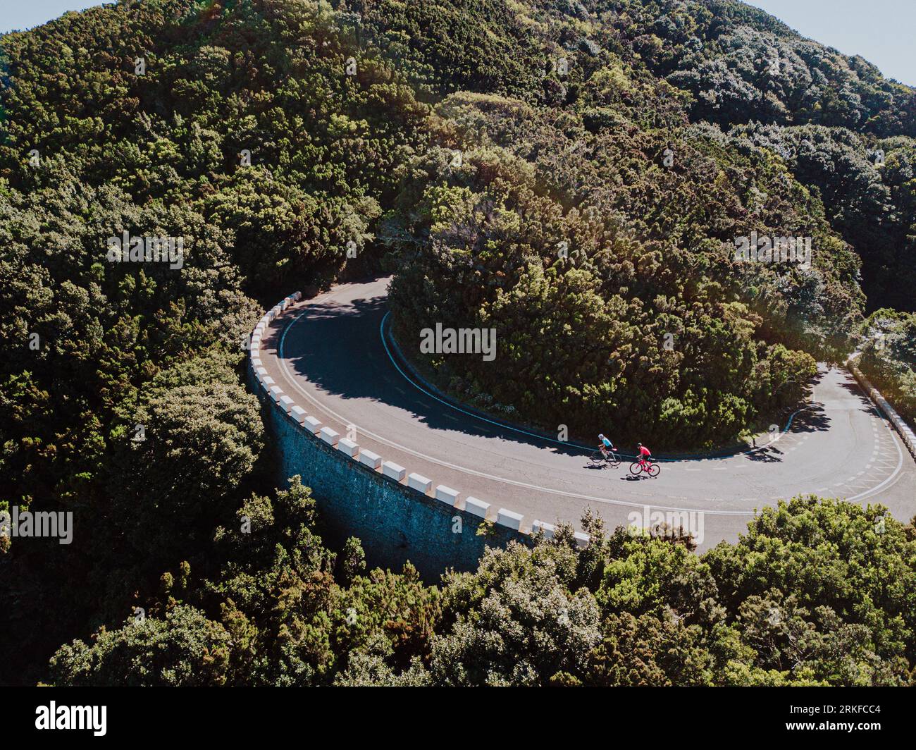 Cyclist road aerial view hi-res stock photography and images - Alamy