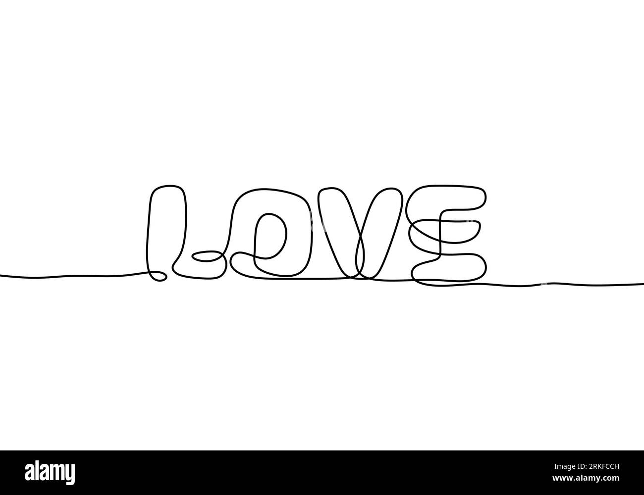 Love handwritten by one line. Outline black text on white background ...