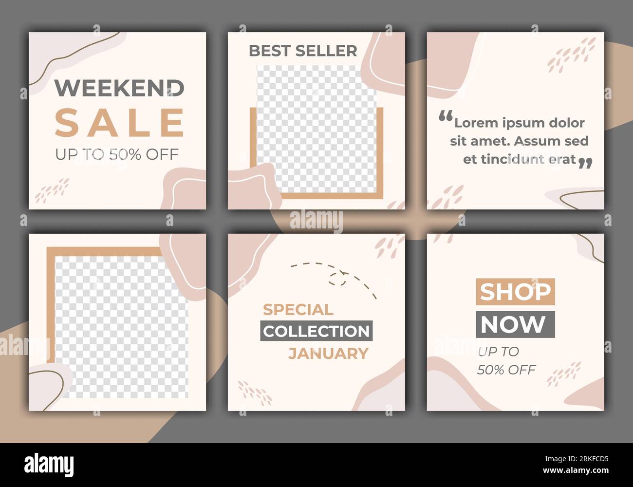 Set of cute feed Social media background. Modern social media post feed ...