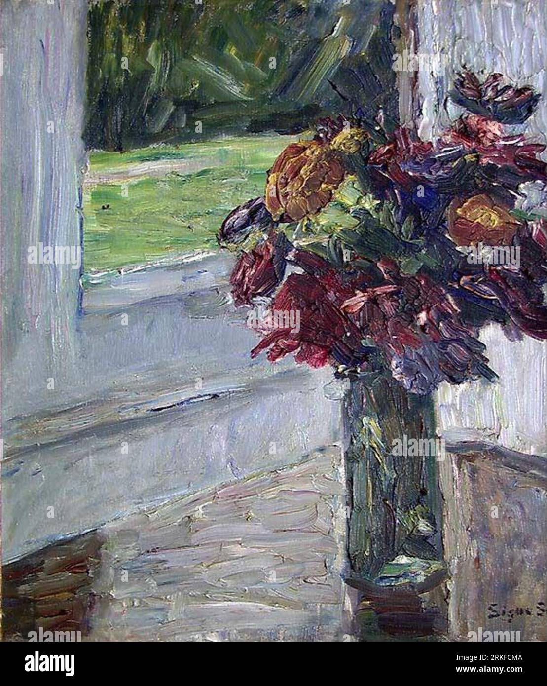 Flowers at the Window 1923 by Signe Scheel Stock Photo - Alamy