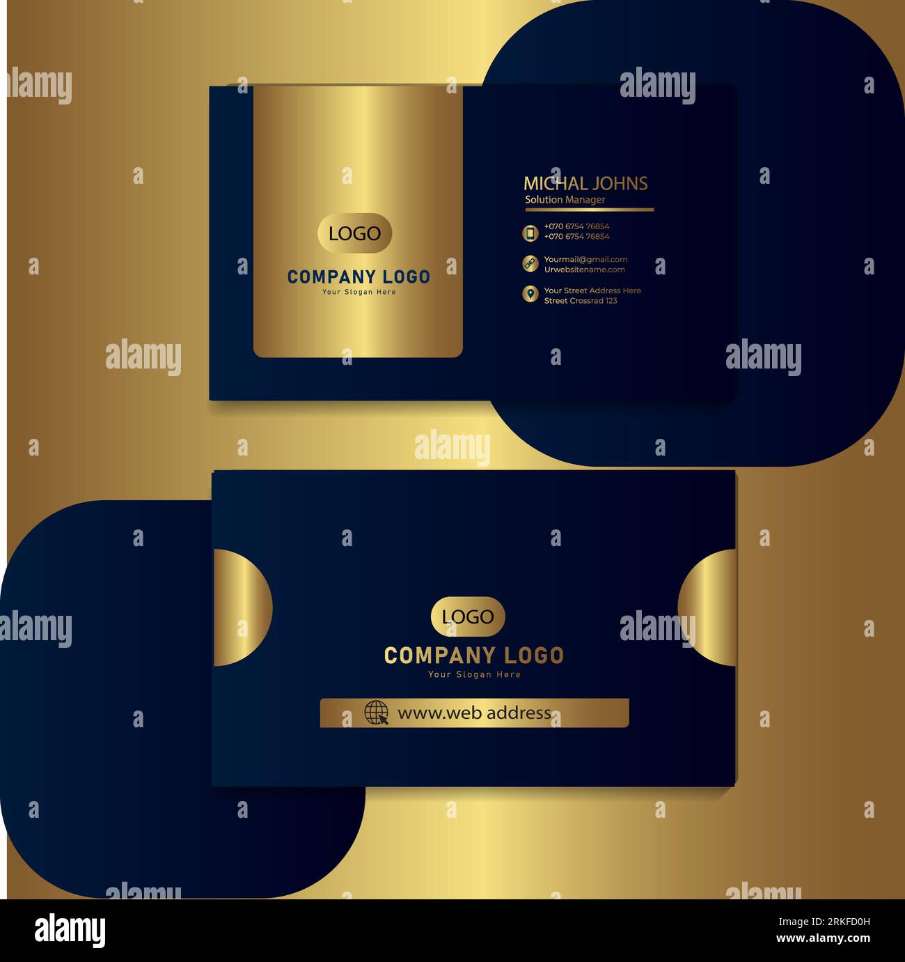 vector golden black premium wavy business card template Stock Vector ...