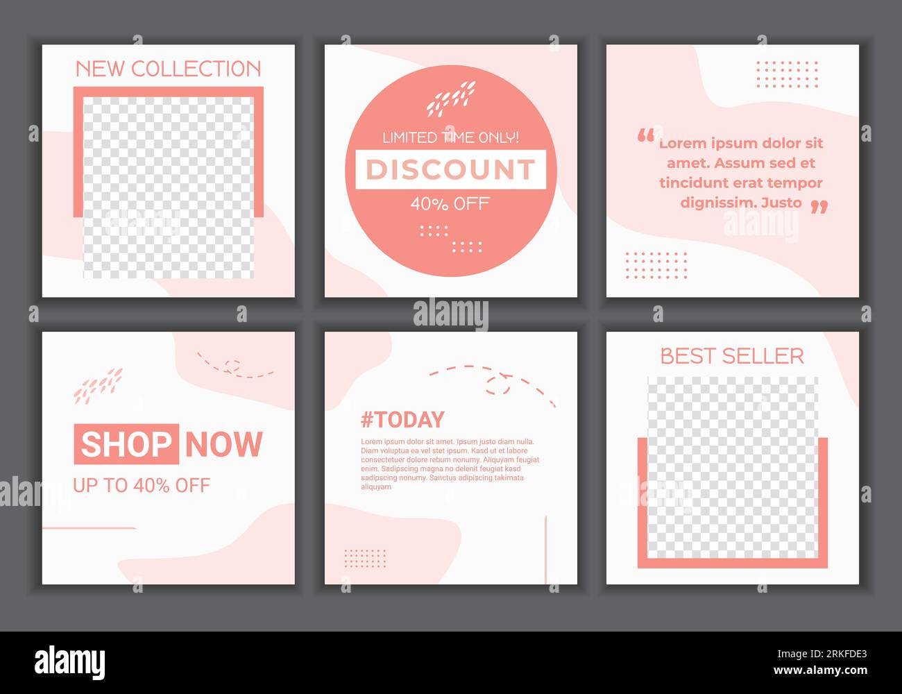 Set editable of cute feed for social media template background. Hand ...