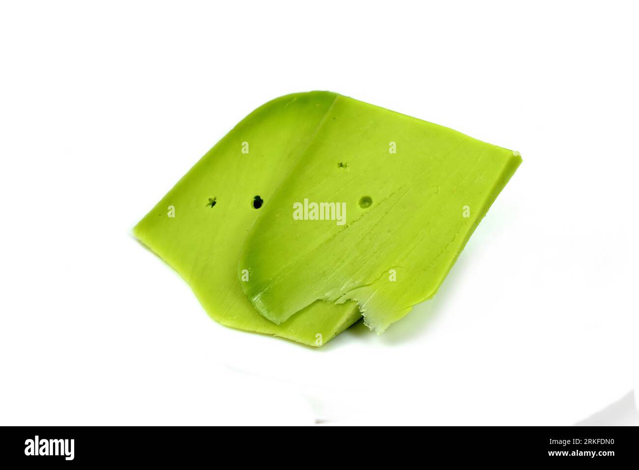 Green cheese with wasabi flavor isolated on white background Stock ...