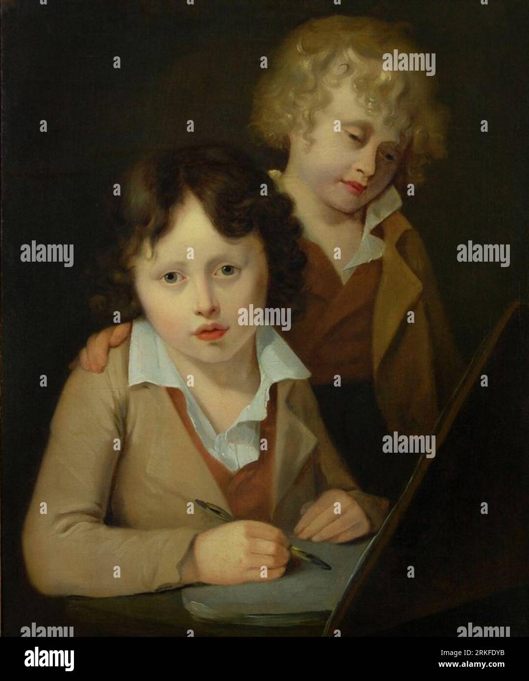 Portretten van Ary en Karel Arnoldus Scheffer op jeugdige leeftijd by ...