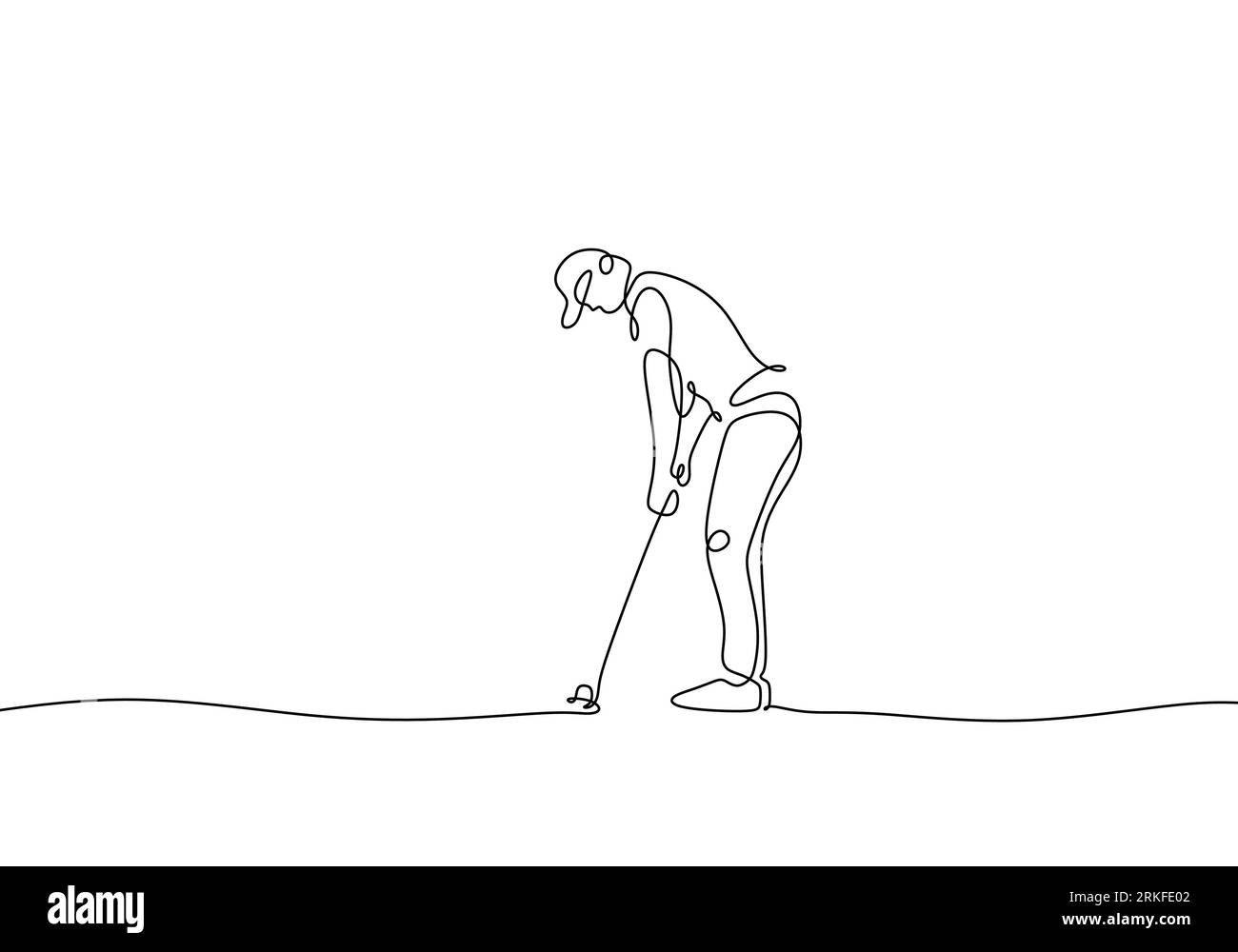 Golf player one line Stock Vector Images - Alamy