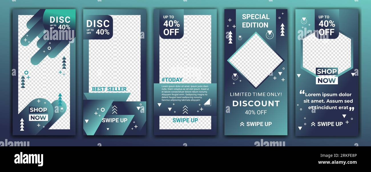 Set of social media Ig networks stories sale banner background with ...