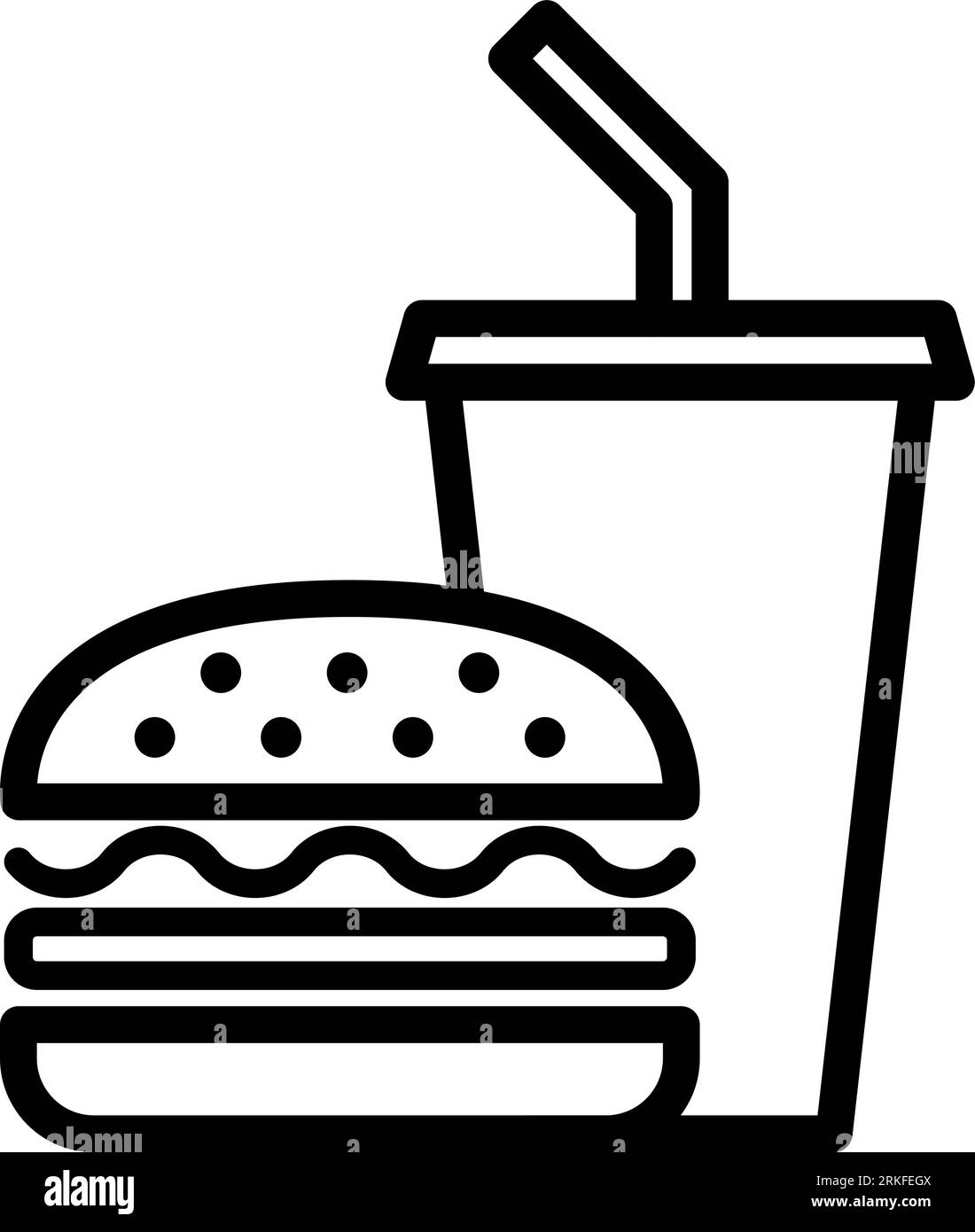 Cheeseburger and drink cup line icon as a diner symbol Stock Vector ...