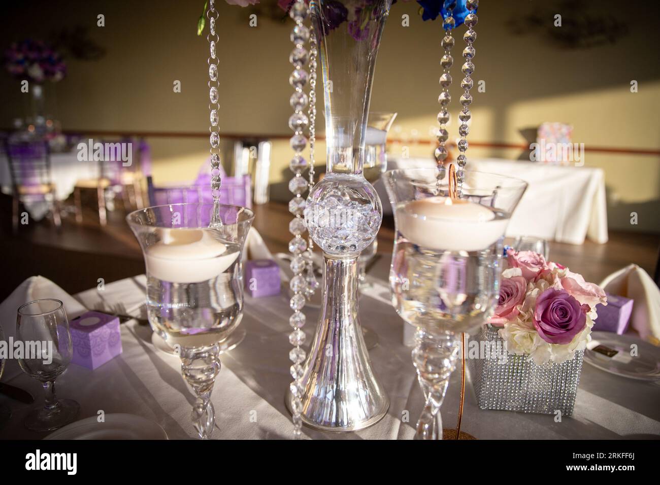 A Tall Wedding venue table enterpiece Stock Photo - Alamy
