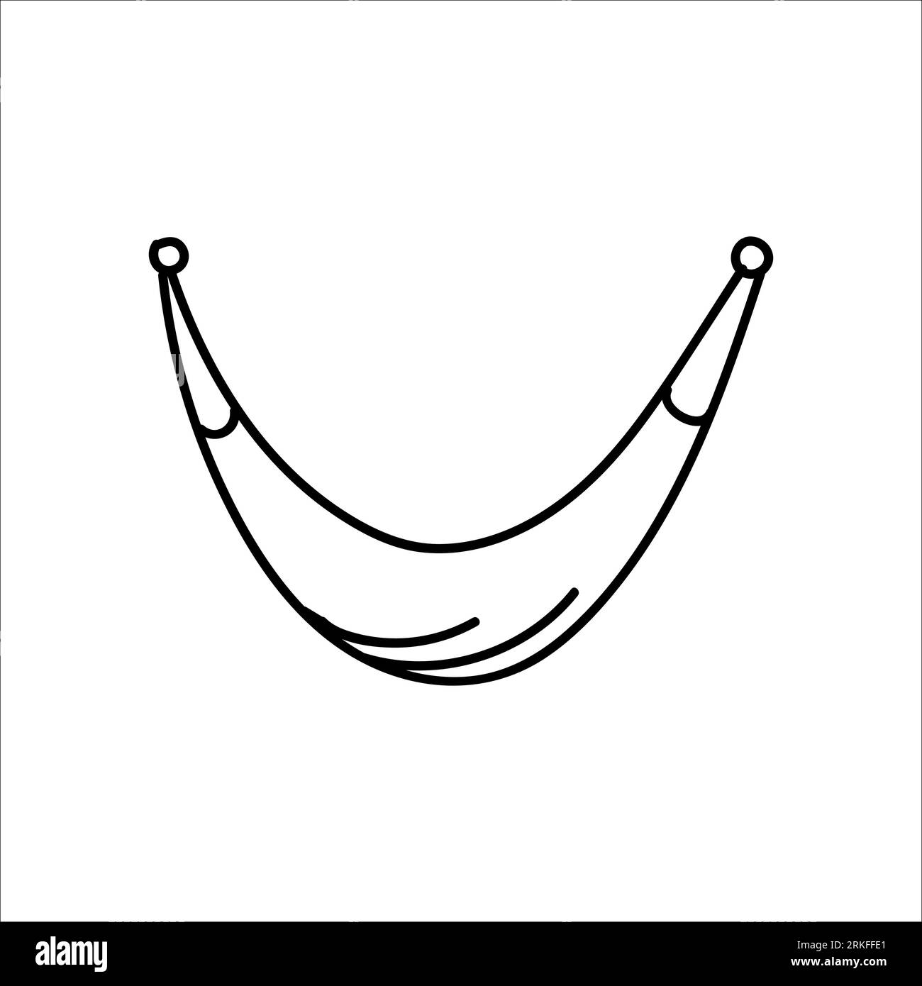 Hand drawn doodle hammock icon. Simple outdoor black outine element for ...