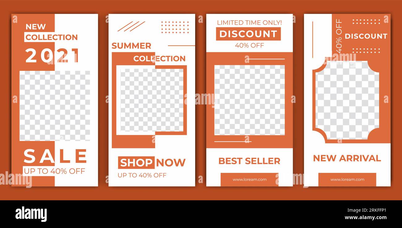 Trendy editable stories templates with light orange, vector ...