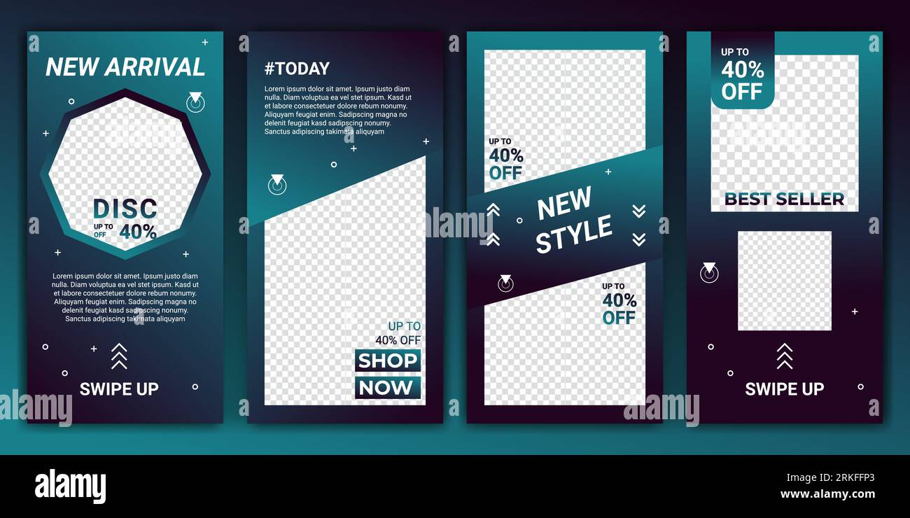 Set of social media Ig networks stories sale banner background with ...