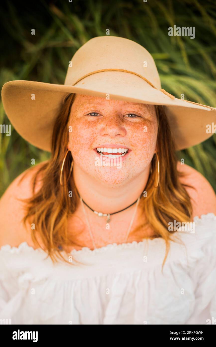 Boho Freckled face Gen Z illustrates Body Positivity Stock Photo - Alamy