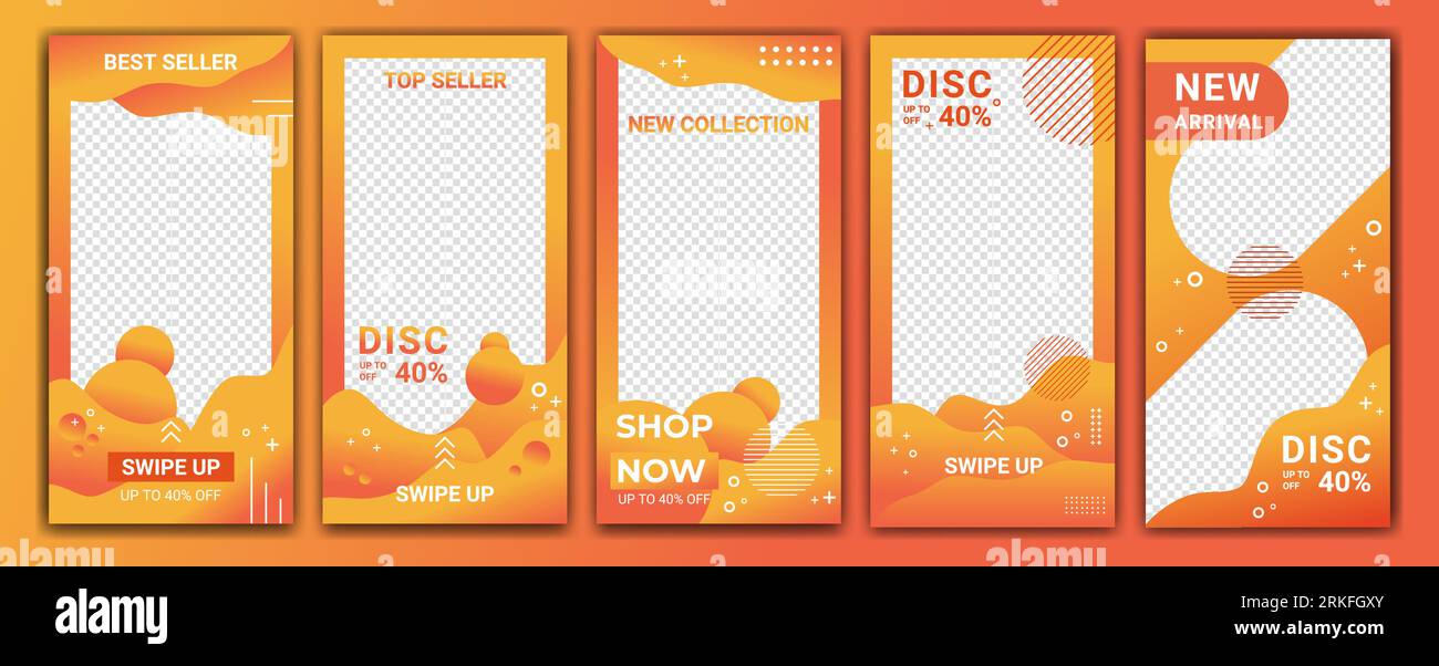 Design backgrounds for social media in gradient color orange and white ...