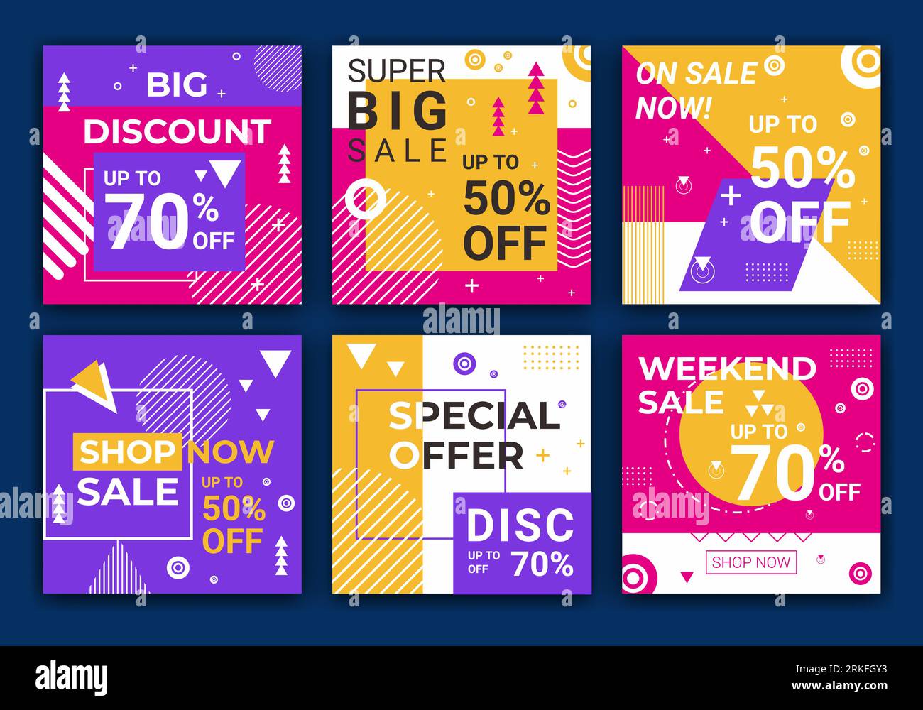 Fashion sale social media post design template bundle. Editable social ...