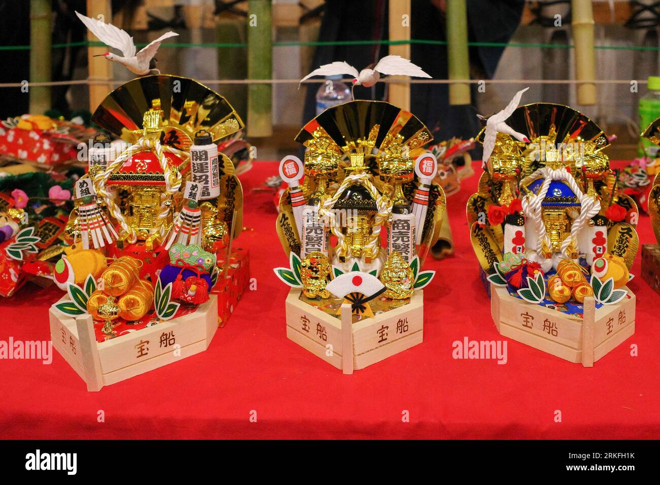 A collection of small statuettes at Toro no Ichi Festival in Asakusa ...