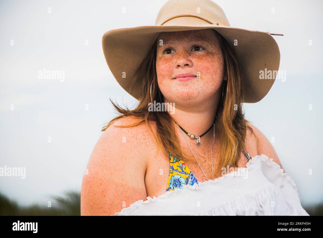 Boho Freckled face Gen Z illustrates Body Positivity Stock Photo - Alamy