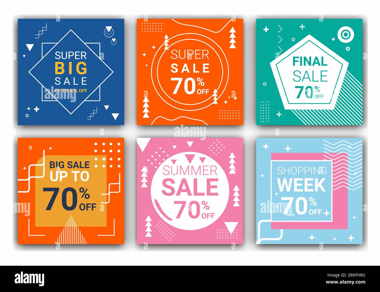 6 square layout templates for ig feed post, mobile apps or banner ...