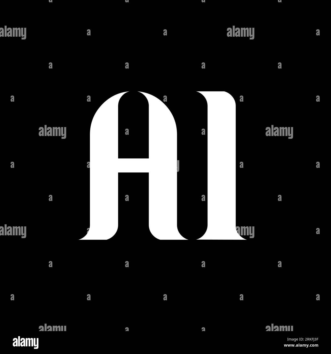 AI A I letter logo design. Initial letter AI linked circle uppercase ...