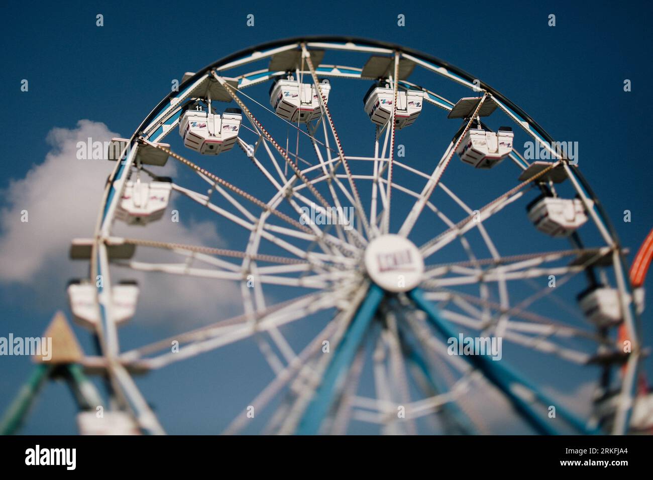 Tilt shift view of top of ferris wheel Stock Photo - Alamy