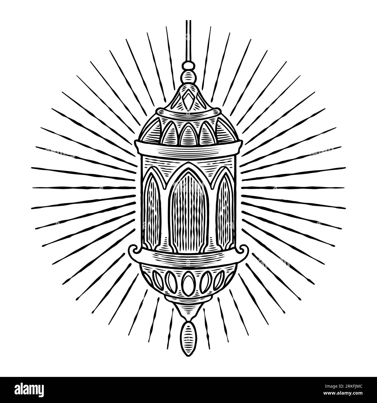 Hand drawn sketch style old Turkish lantern. Ramadan Islamic theme with ...