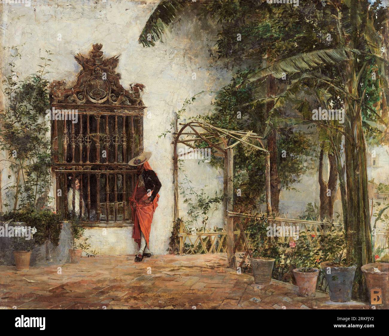 Courtship before the gate by José Moreno Carbonero Stock Photo - Alamy