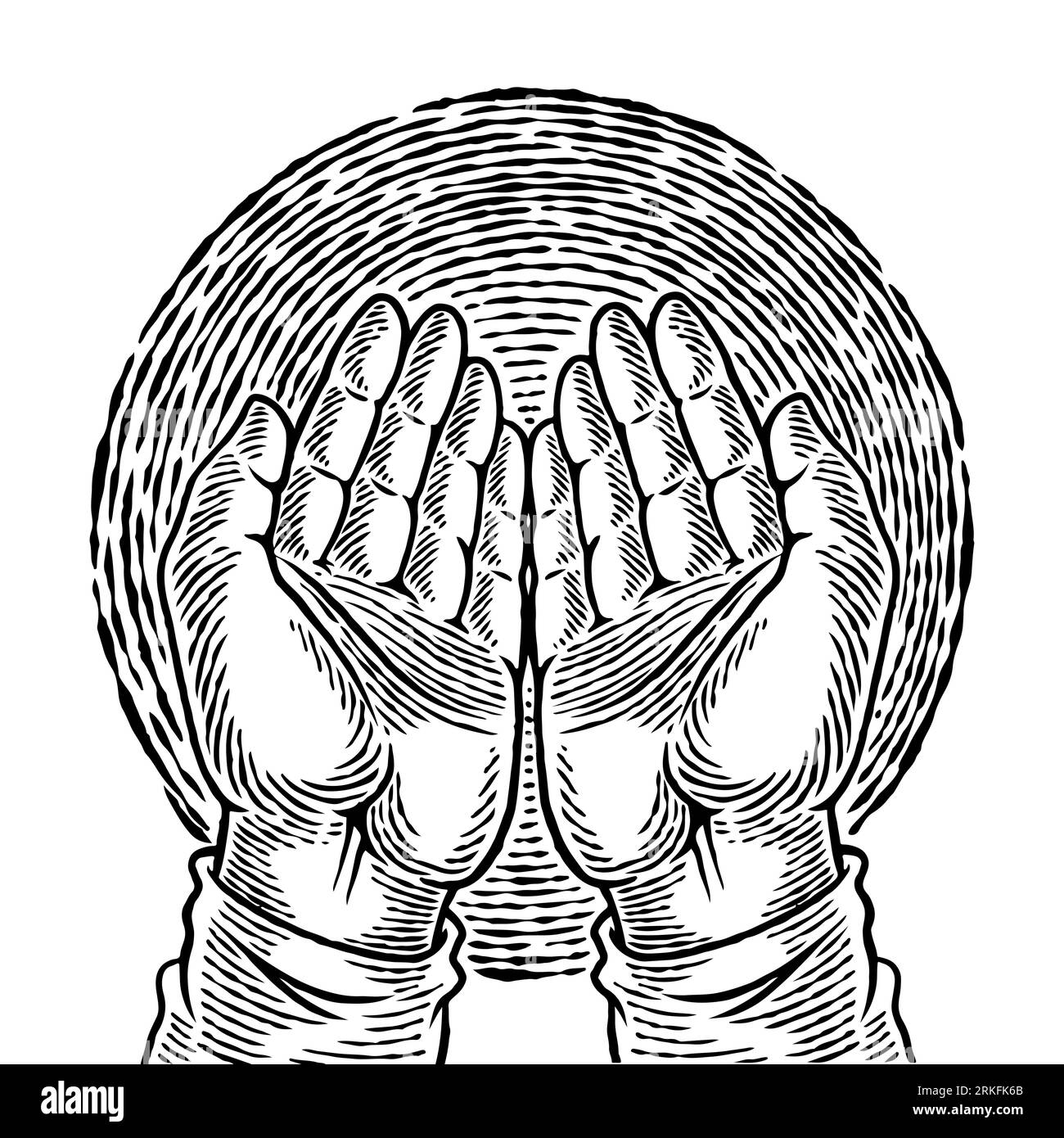 Open Praying Hands Drawing