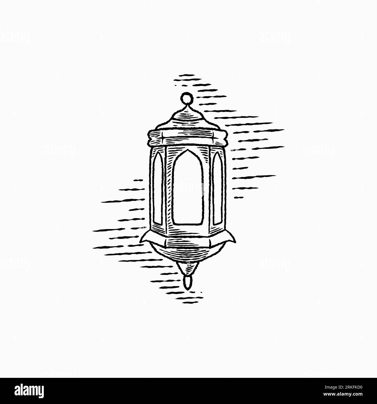 Hand drawn sketch style old Turkish lantern. Ramadan Islamic theme with ...