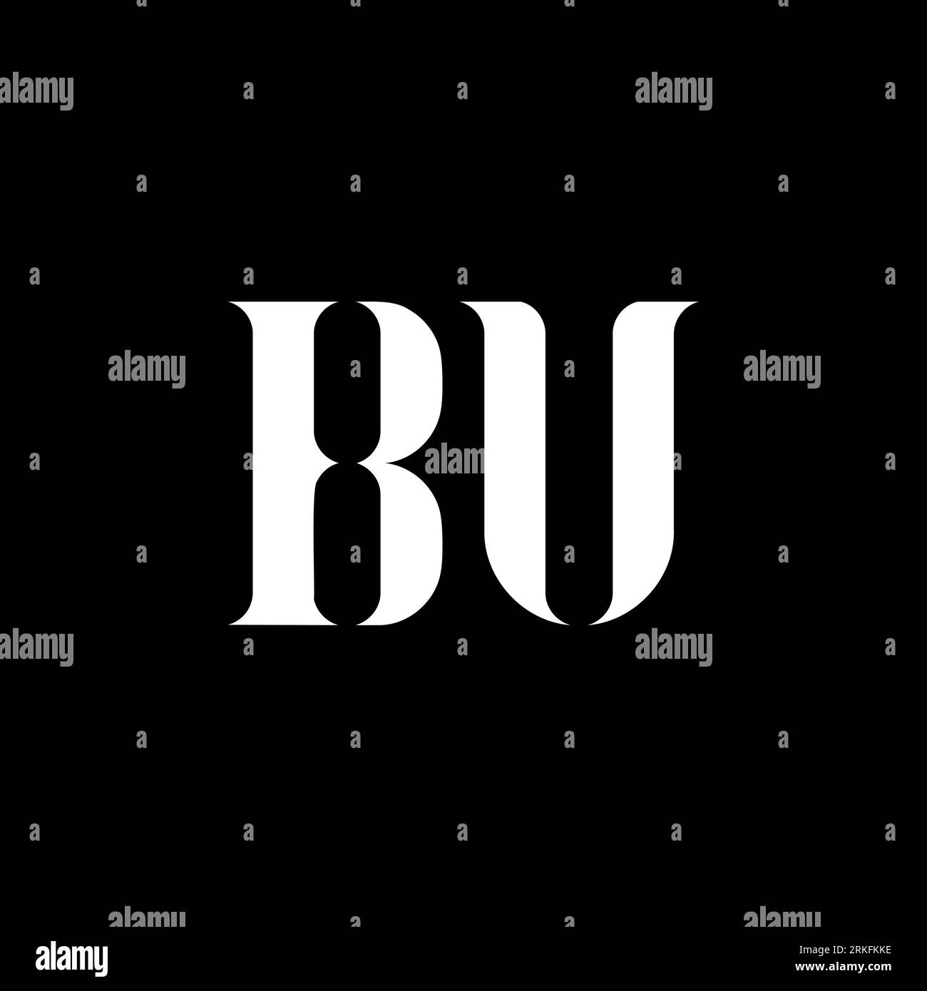BU B U letter logo design. Initial letter BU uppercase monogram logo white color. BU logo, B U ...