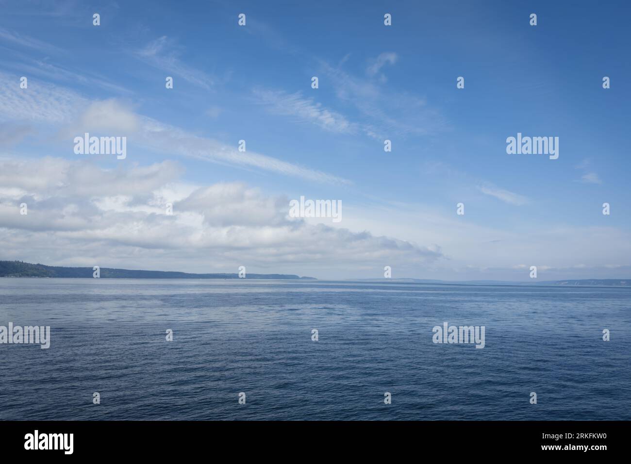 Panoramic view of water from ferry deck in Pacific Northwest Stock ...