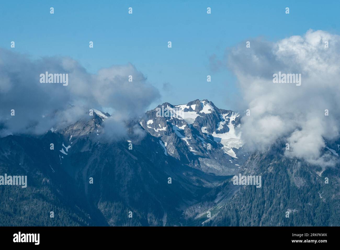 Snow-covered mountains on Hurricane Ridge in Olympic National Pa Stock ...