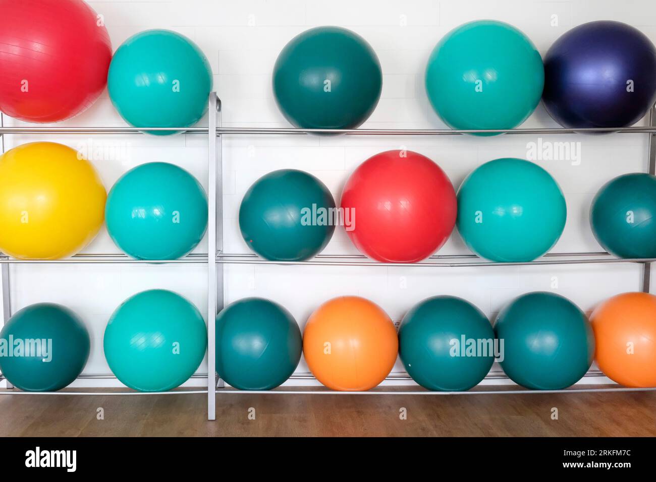 Colorful exercise balls at a orthopedics center Stock Photo - Alamy