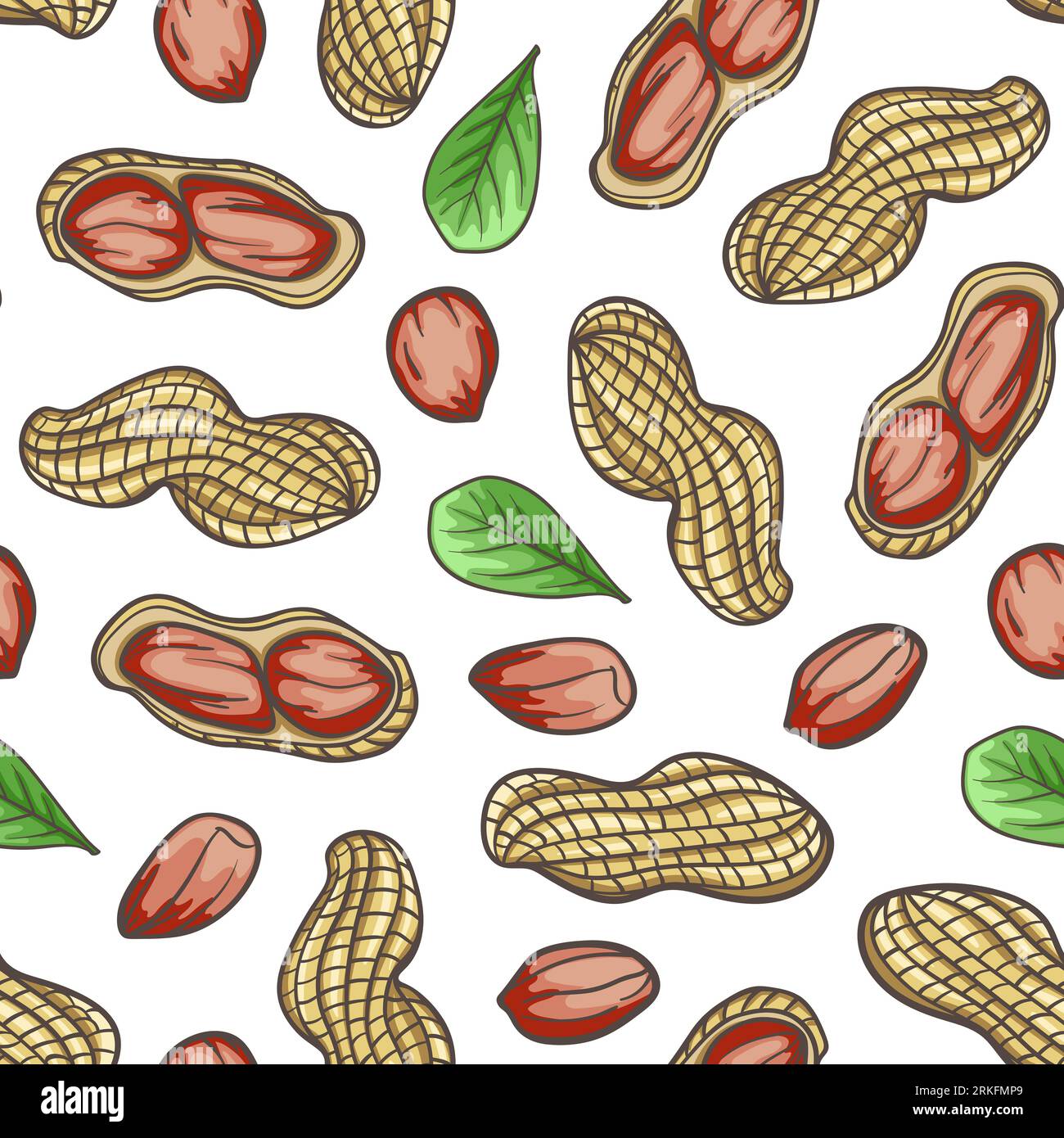 Hand drawn seamless pattern with peanuts. Background with nuts and ...