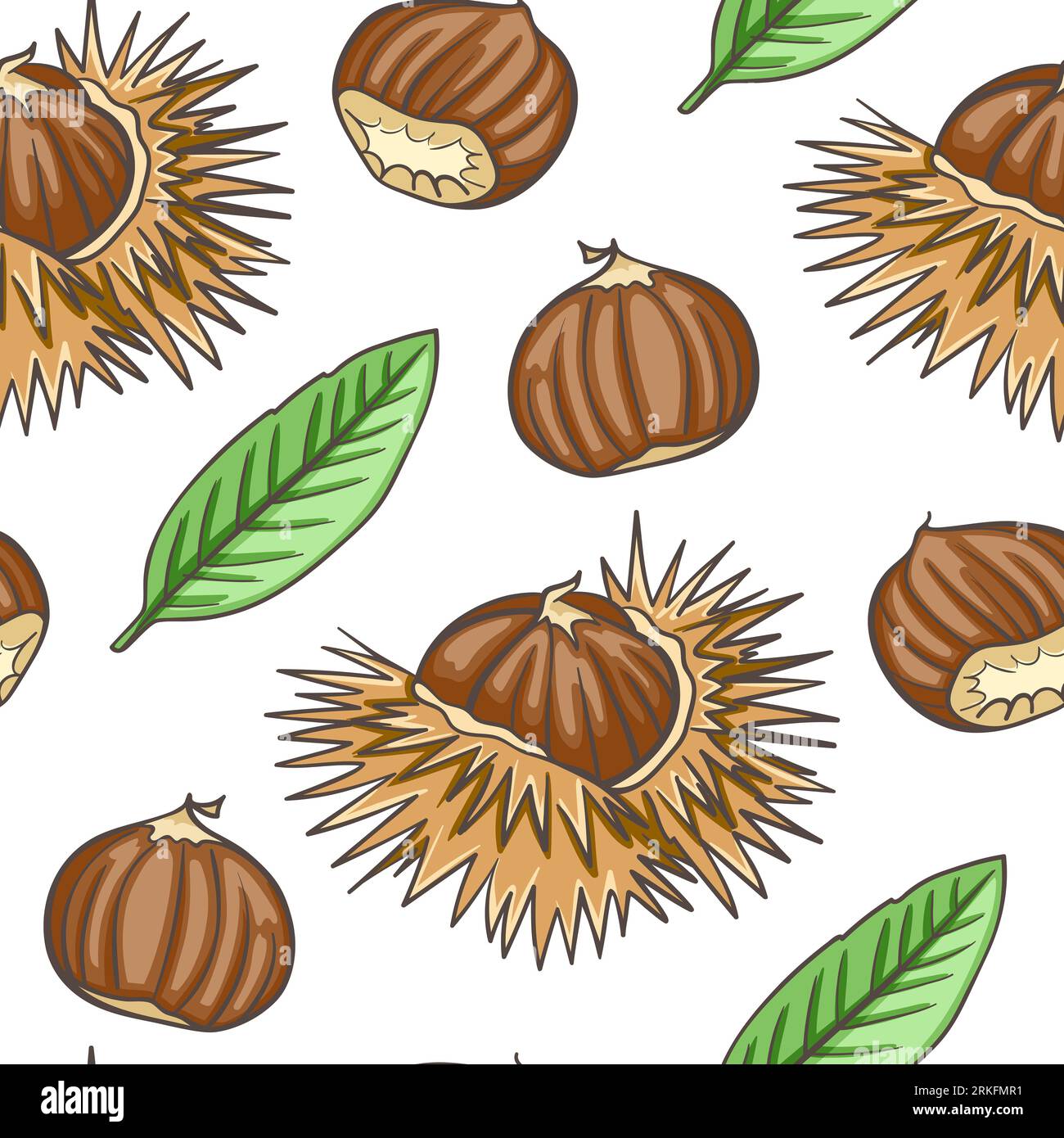 Hand drawn seamless pattern with chestnut. Background with nuts and ...