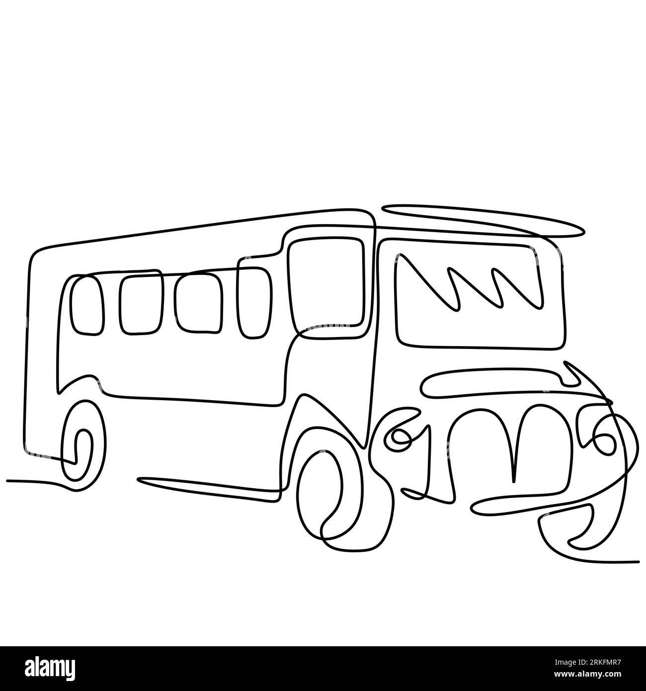 One line drawing of bus in the city. An urban public transport isolated ...