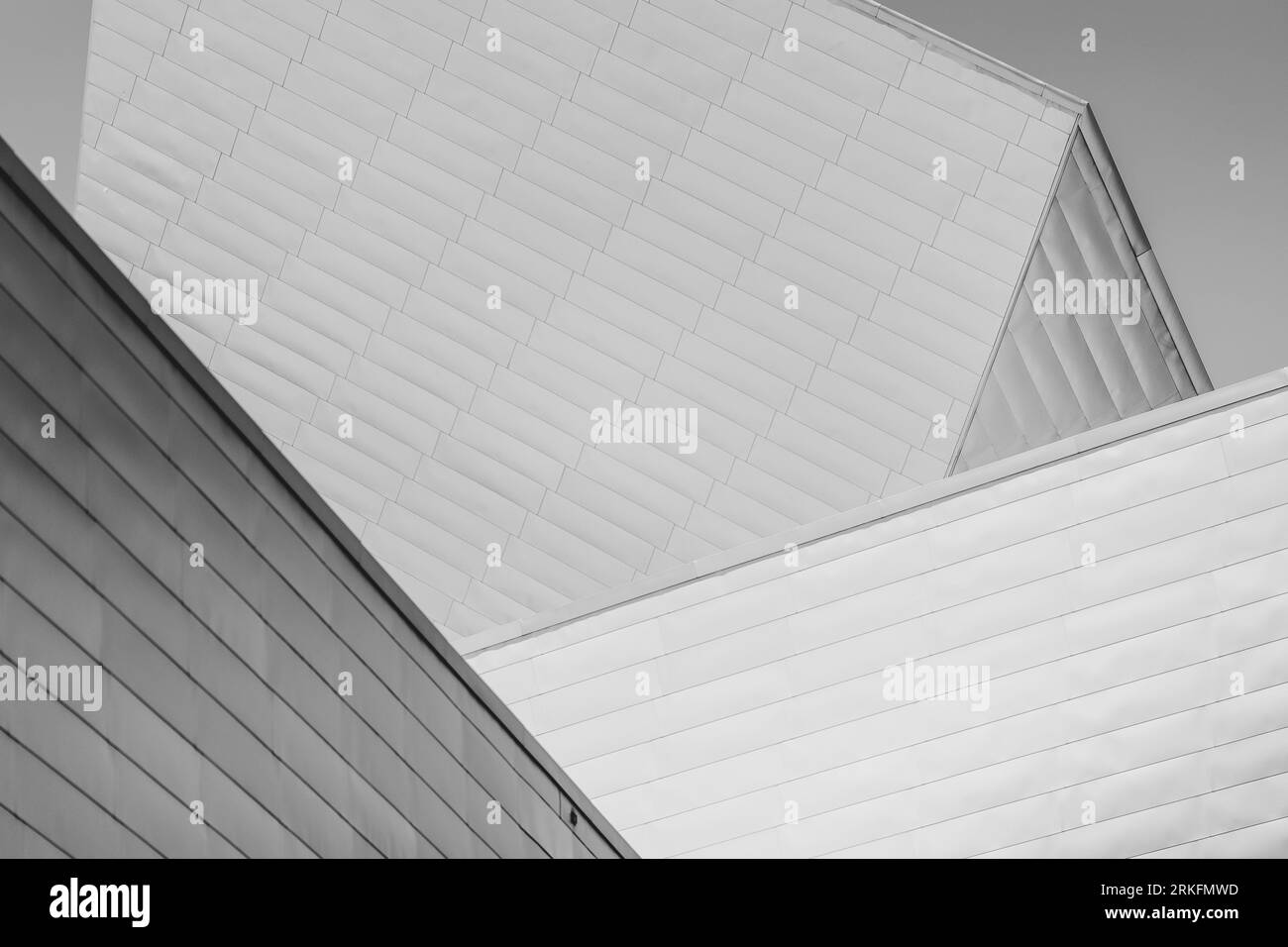 A grayscale image of the modern architecture of Denver, Colorado ...