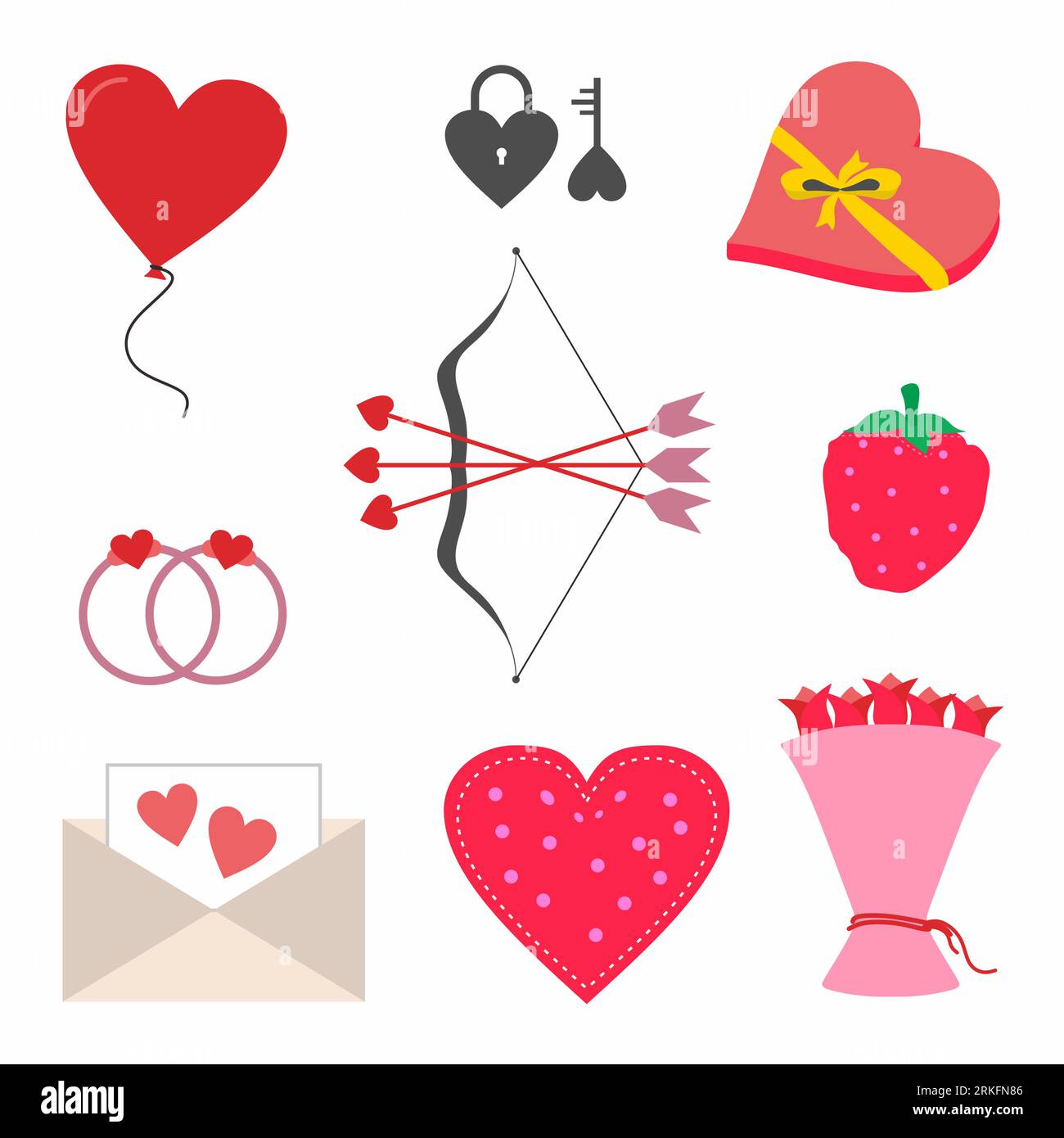 Set of romantic day symbol. Valentine's day with cupid bow and arrow ...