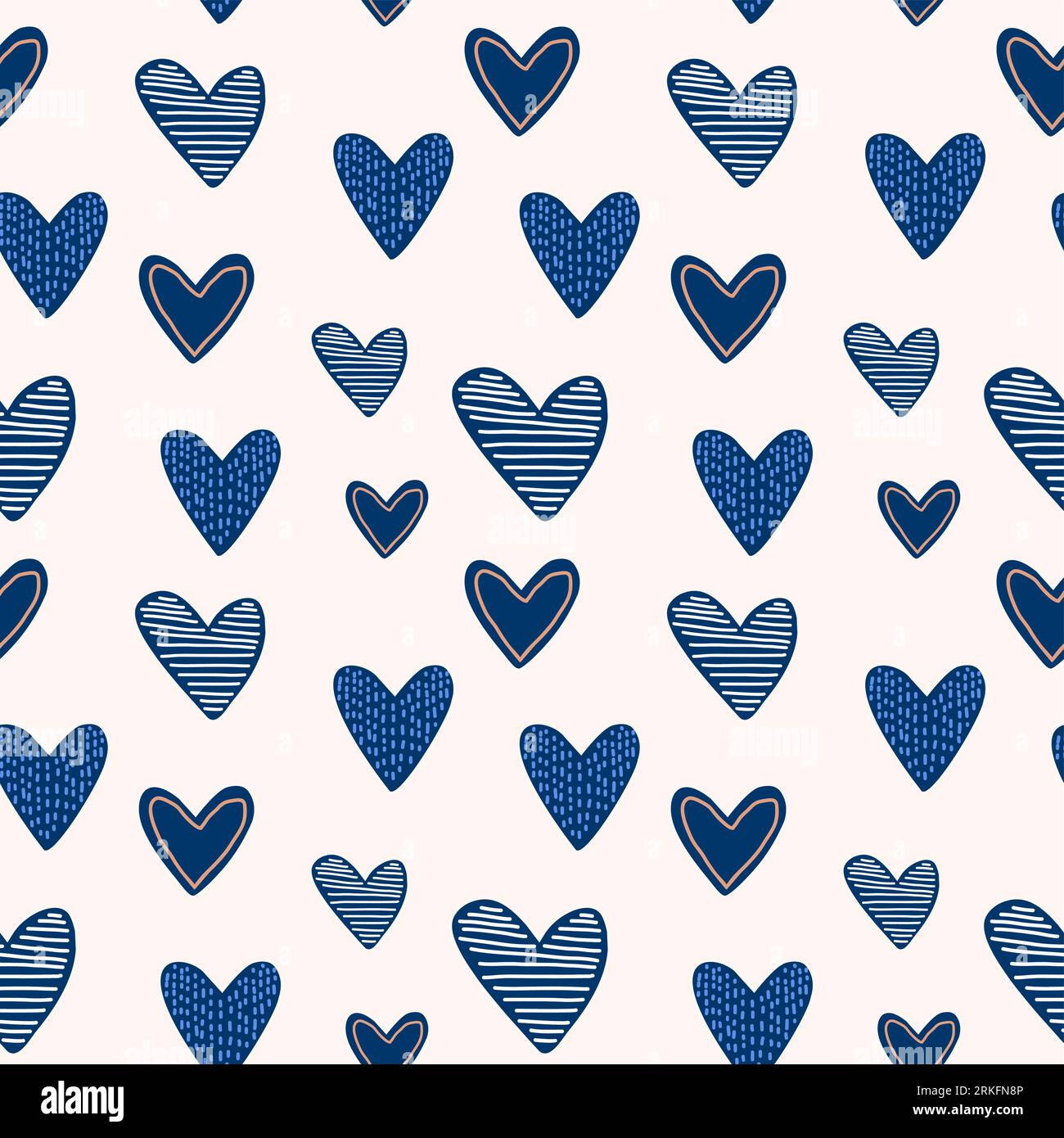 Valentine's day cute elements set. Funny cartoon blue hearts repeated ...