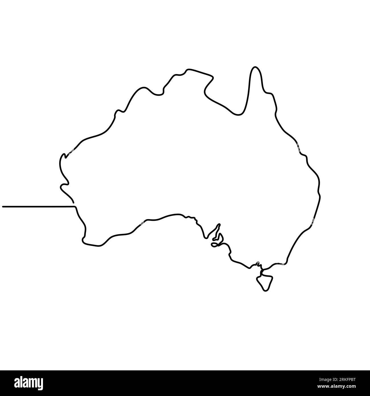 One continuous line illustration drawing of Australia. Abstract outline ...